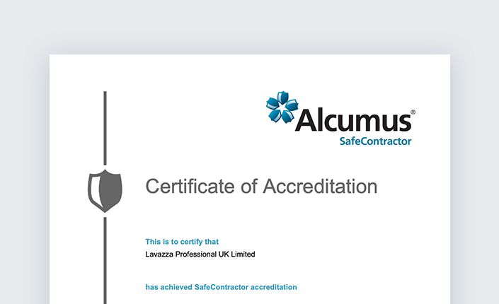Safe contractor certificate - Lavazza Professional UK