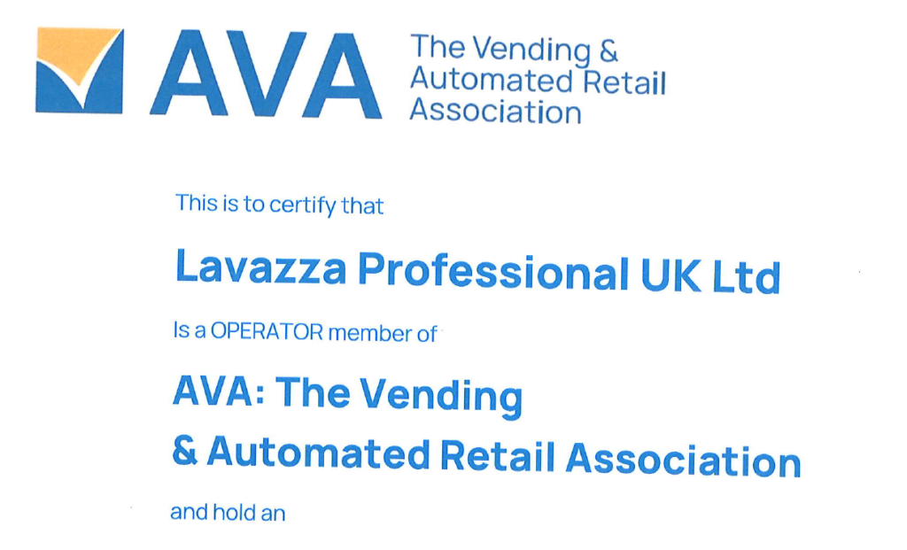 Achilles Certificate of Registration - Lavazza Professional UK