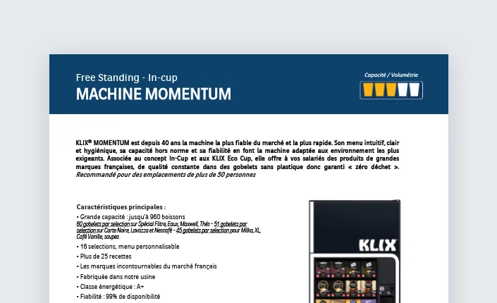 Fiche KLIX Momentum - Lavazza Professional FR